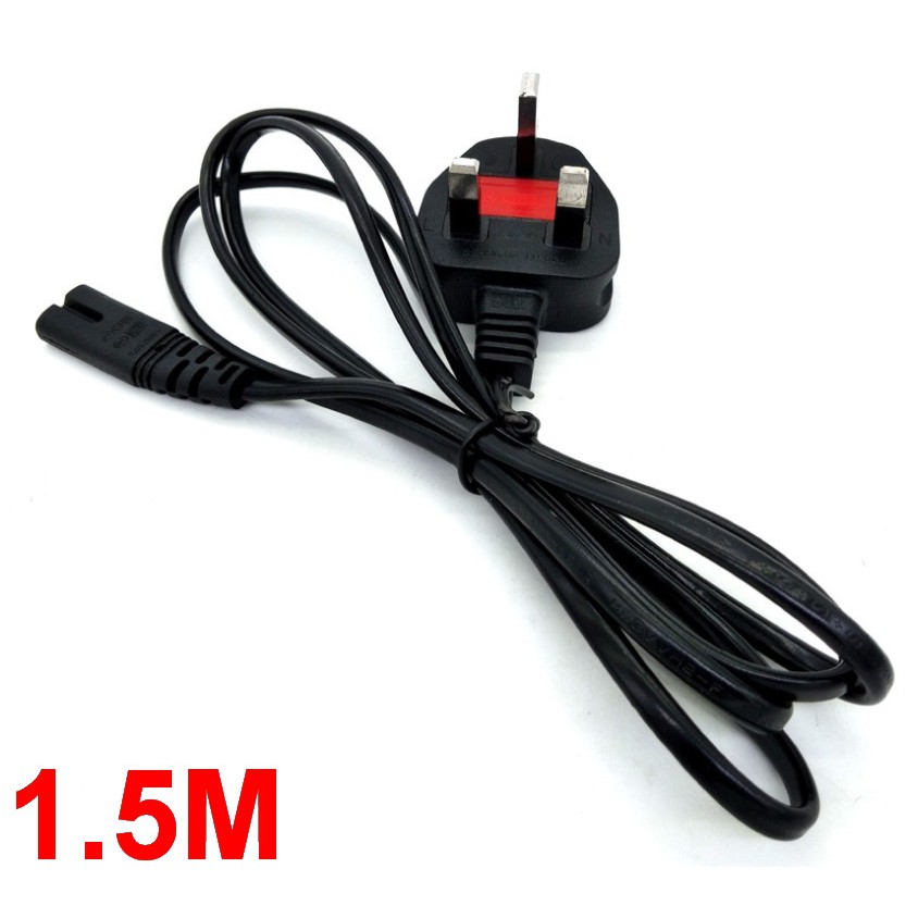 UK PS5 PS4 PS3 PS2 PS 3-PIN 1.5M with 13A Fuse AC DC C7 Power Adapter ...