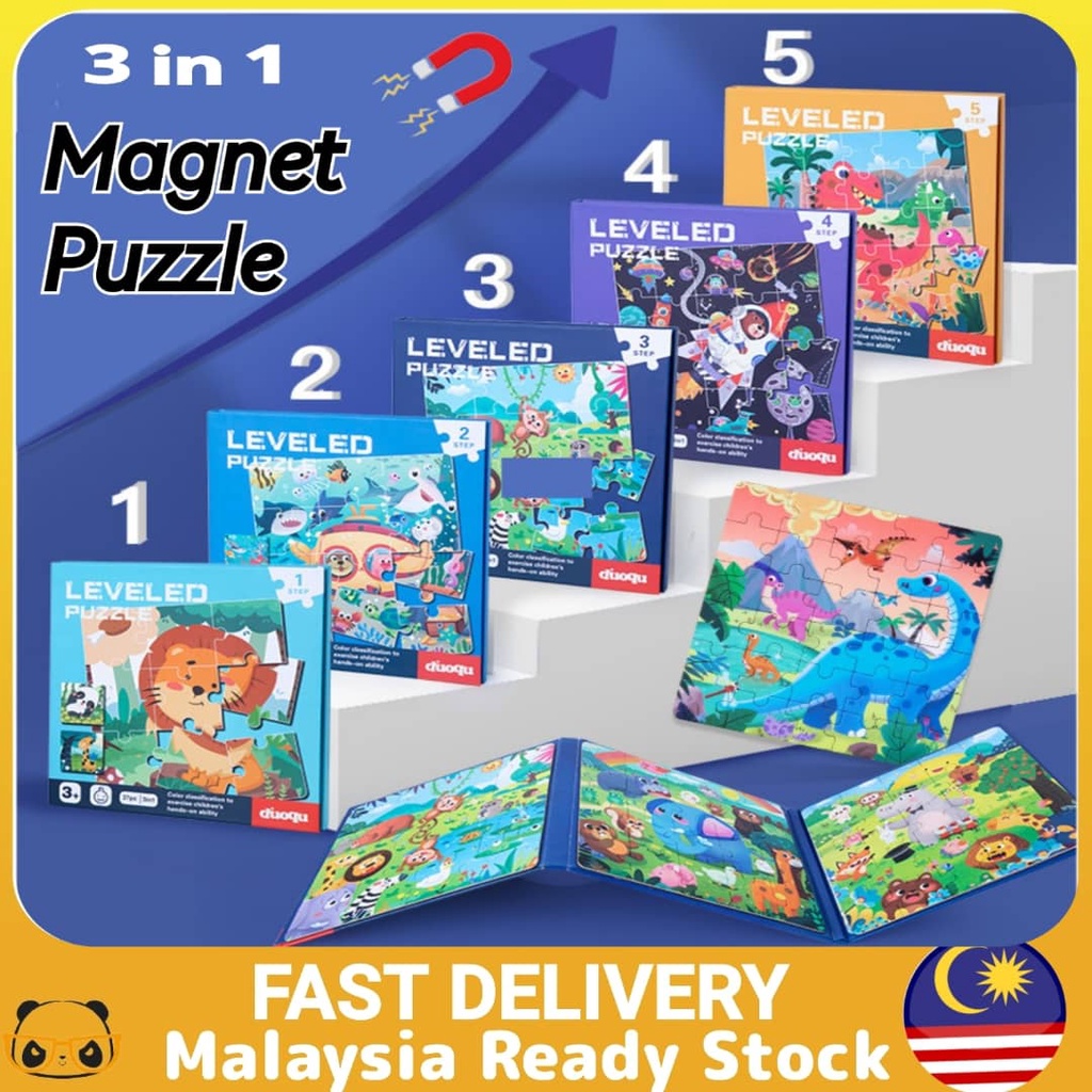 3 in 1 Mainan Puzzle Budak Magnetic Puzzle Book Early Learning Toodler ...
