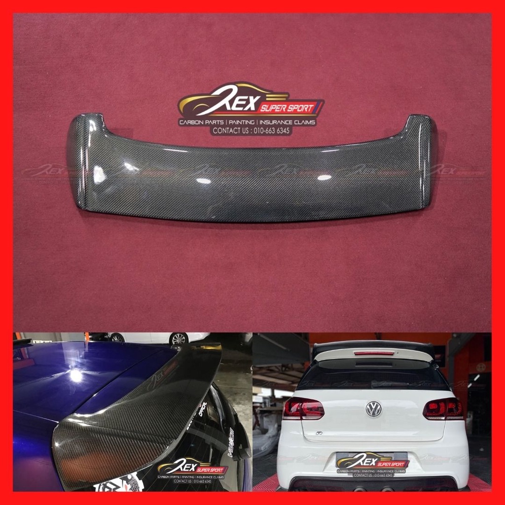 VW Volkswagen Golf MK6 GTI R Osir Spoiler Real Forged Carbon Fiber Rear ...