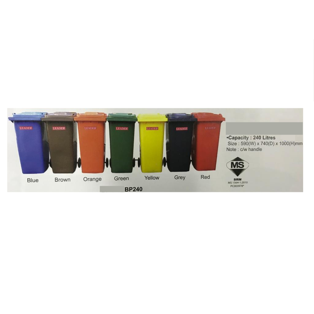 LEADER HDPE Mobile Garbage Bin with Lid 240 Litres / MGB / Wheelie Bin ...