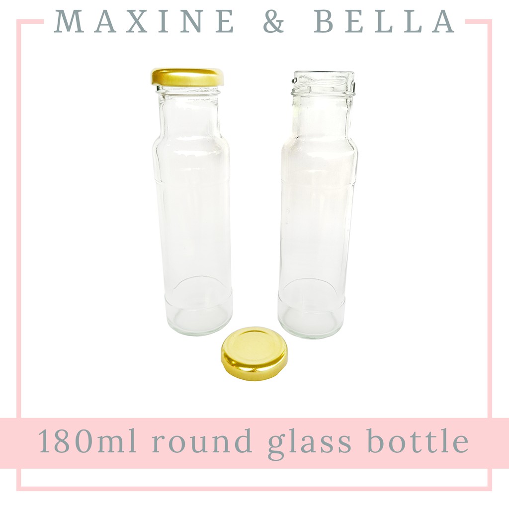 (10 bottles) 180ml round glass bottle / juice bottle / cold brew coffee ...