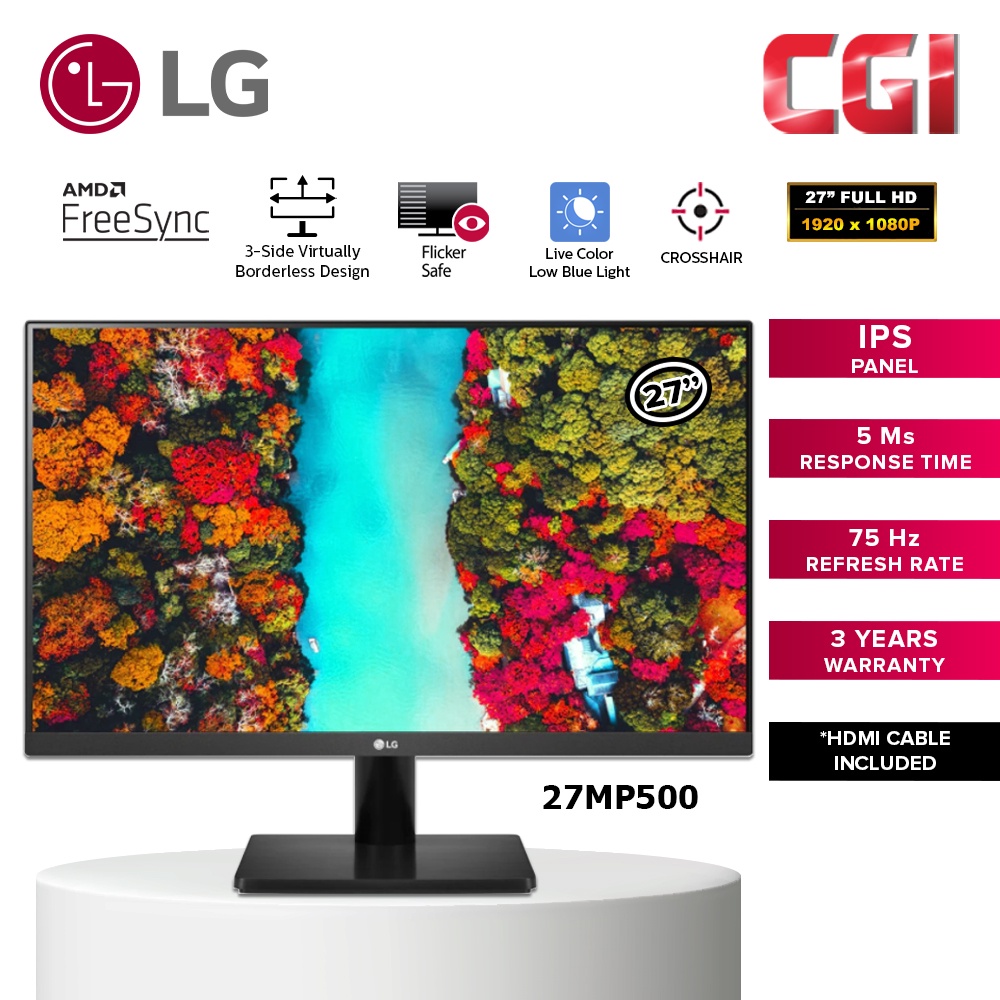 LG 27" 27MP500 5ms 75Hz IPS Full HD Display AMD Freesync Monitor ...