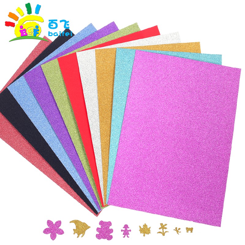 ZA056 Metallic A4 Glitter Paper 10 Sheets Glitter Self-Adhesive Sticker ...