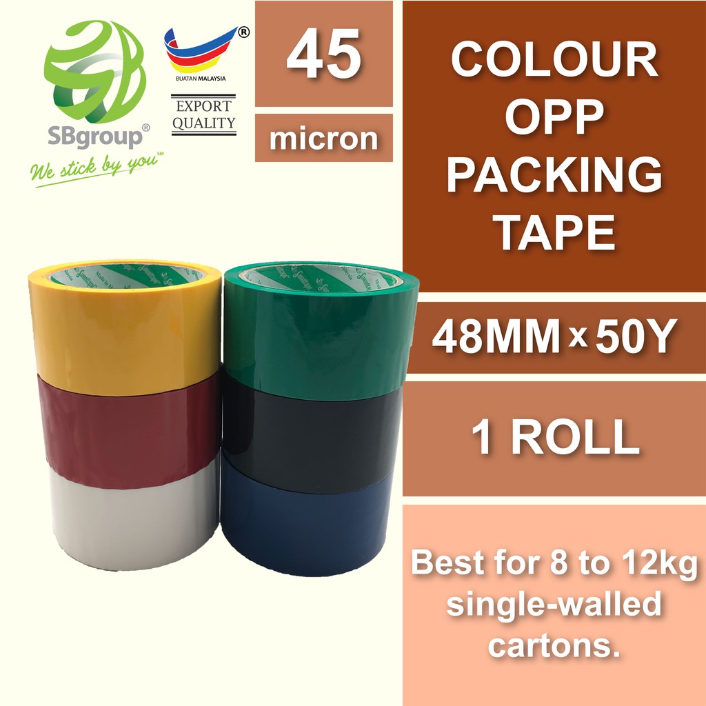 Color OPP Packing Tape (Red / Yellow / Blue / Green / White / Black ...