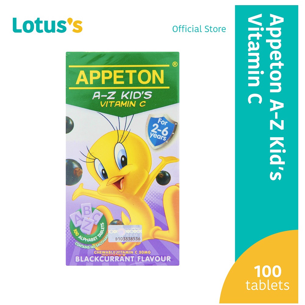 Appeton A-Z Kids Vitamin C Blackcurrant Flavour Chewable 30mg | Shopee ...