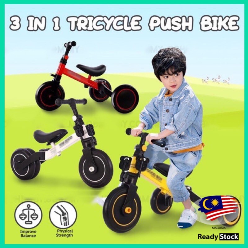 Kid Tricycle 3 Wheels 3-in-1 Children Scooter Balance Bike Ride on Car ...