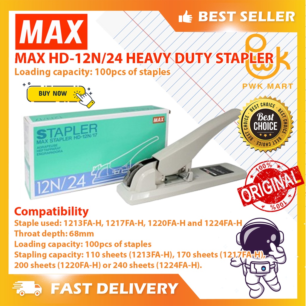 MAX HD-12N/24 HEAVY DUTY STAPLER | Shopee Malaysia