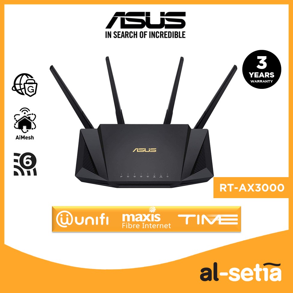 ASUS RT-AX3000 AX3000 Dual Band WiFi 6 Router AiMesh Whole Home Mesh ...