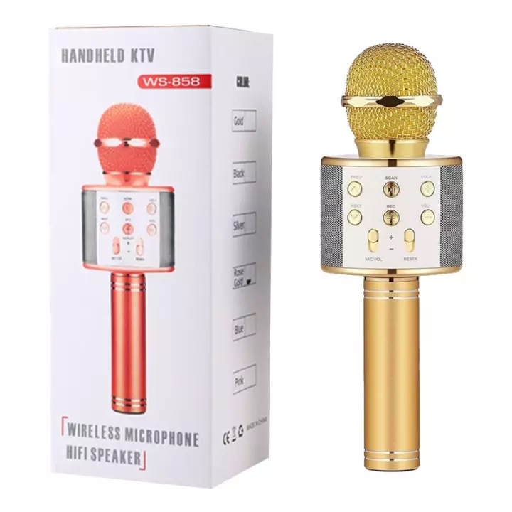 WS858 Wireless Karaoke Microphone Portable Bluetooth Mic Bluetooth Speaker For Music Singing KTV ...