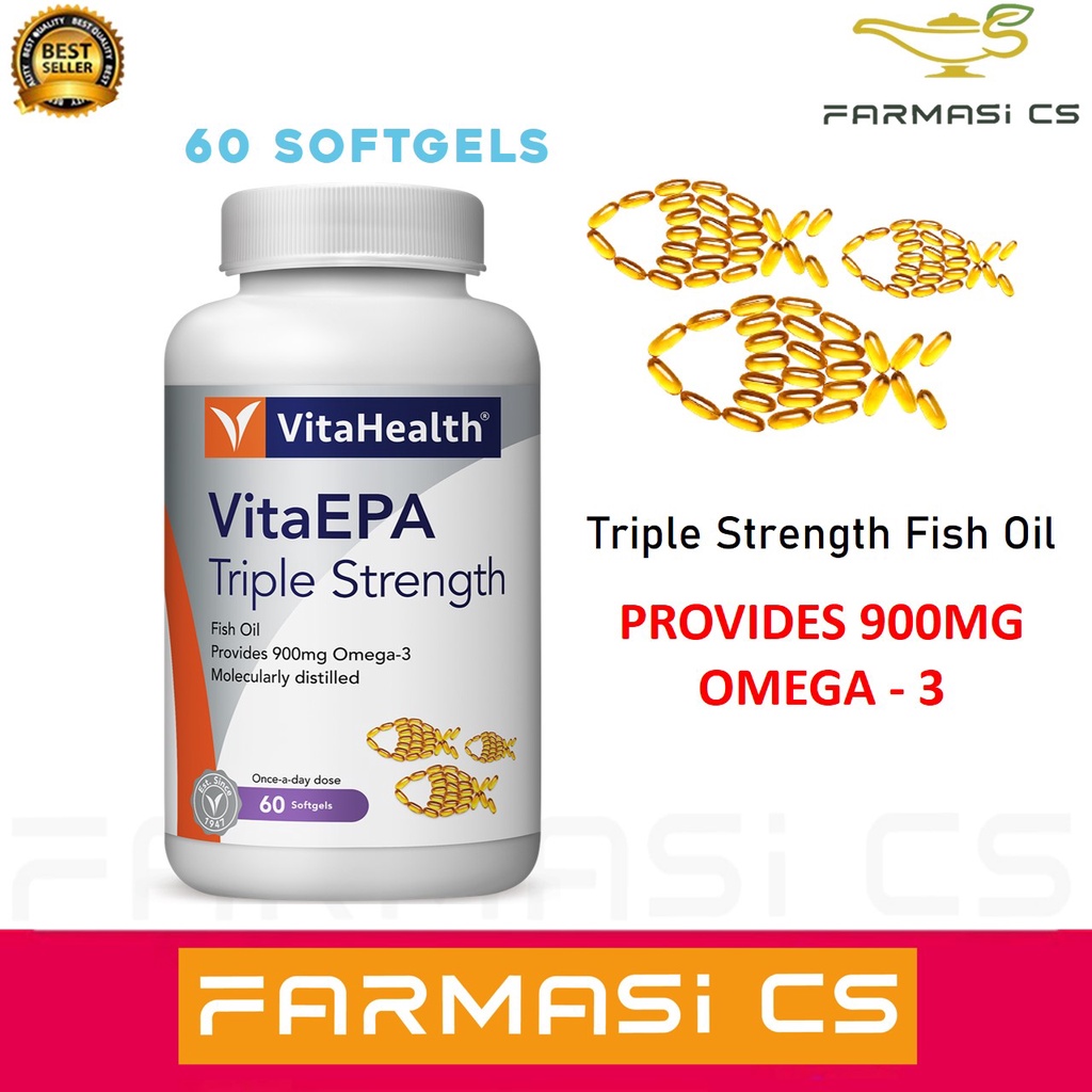 VitaHealth VitaEpa Triple Strength Fish Oil 60 Softgels EXP:10/2026 ...