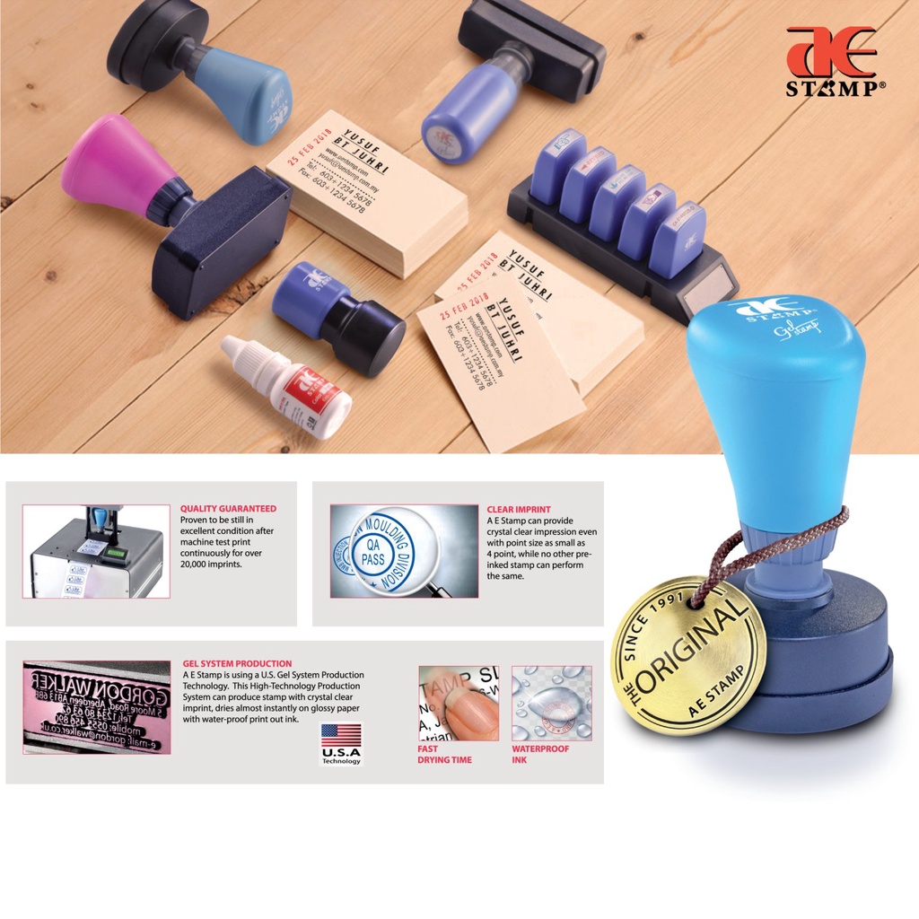 AE Gel Cop Nama Cop Getah Jelas & Tahan Air Alat Tulis AE Gel Name Stamp Clear & Waterproof ...