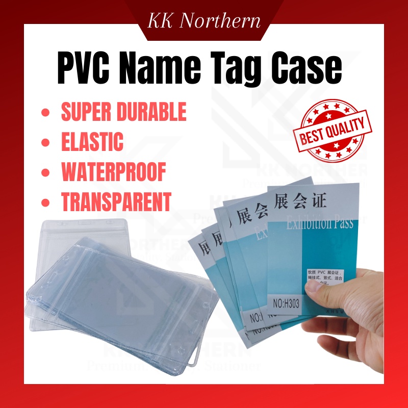 PVC Name Tag Name Badge ID Tag Nama Transparent Card Holder Plastic ...