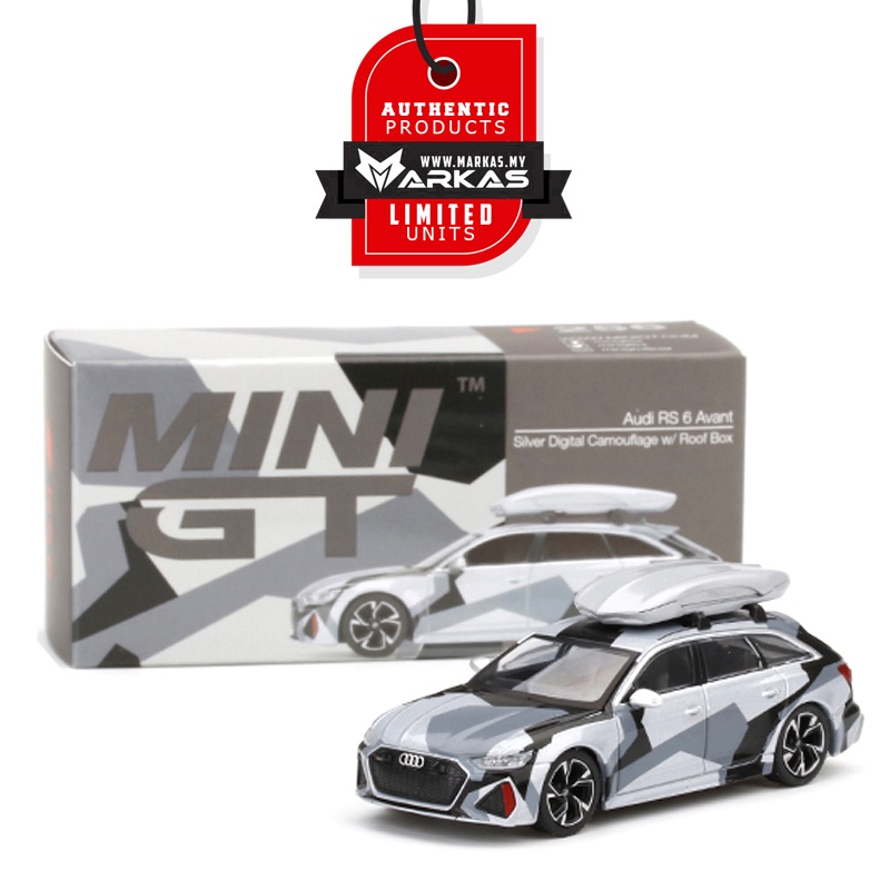 MINI GT 1/64 #256 AUDI RS6 AVANT SILVER DIGITAL CAMOUFLAGE WITH ROOF ...