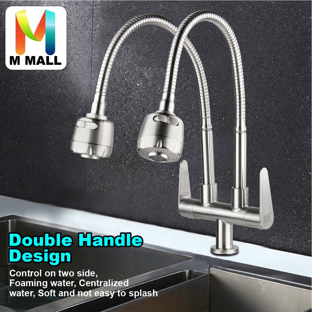 MCPRO Plus Stainless Steel SUS304 Kitchen Faucet FLEXIBLE TWIN PILLAR ...