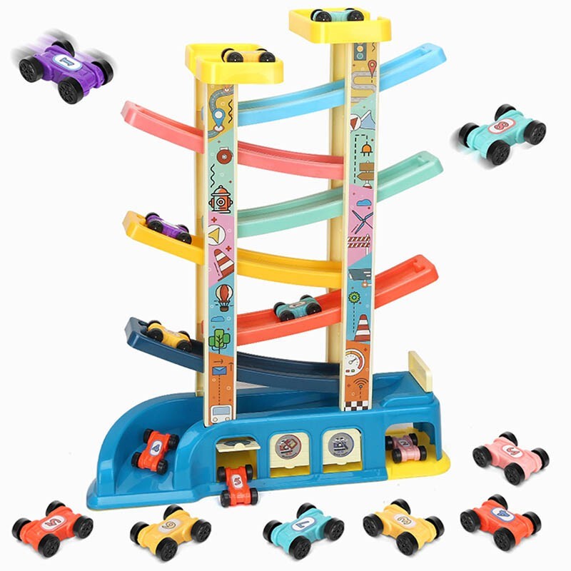 Nukied Gliding Car Ramp Race Track Zig Zag Car Slider Playset Sliding ...