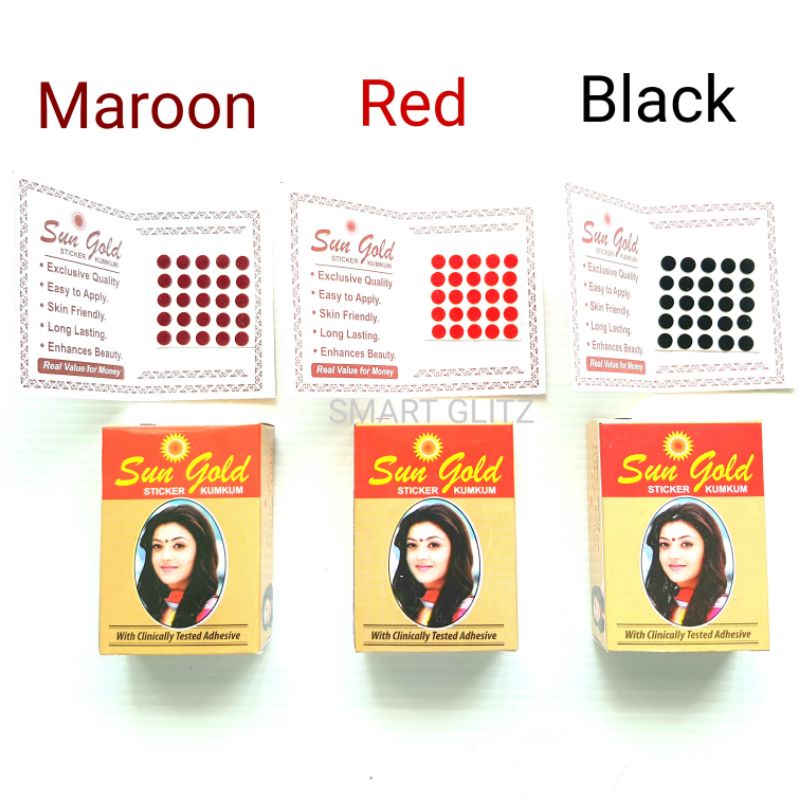 Sticker Bindi Round Sticker Pottu Sticker Kumkum Red Black Maroon Size ...