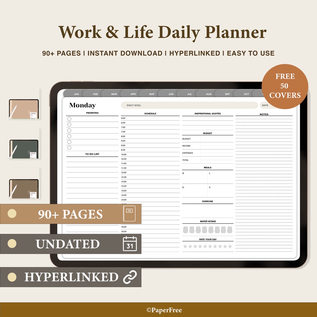 GoodNotes / Notability / Work & Life Daily Planner / PDF Digital ...