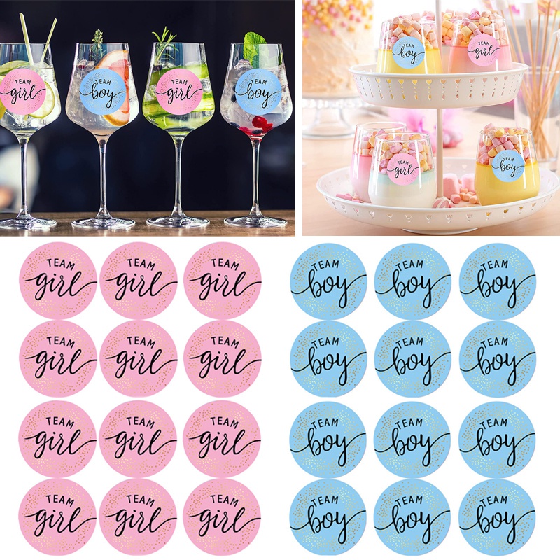 Team Boy Girl Labels for Gender Reveal Party Invitations Baby Showers ...