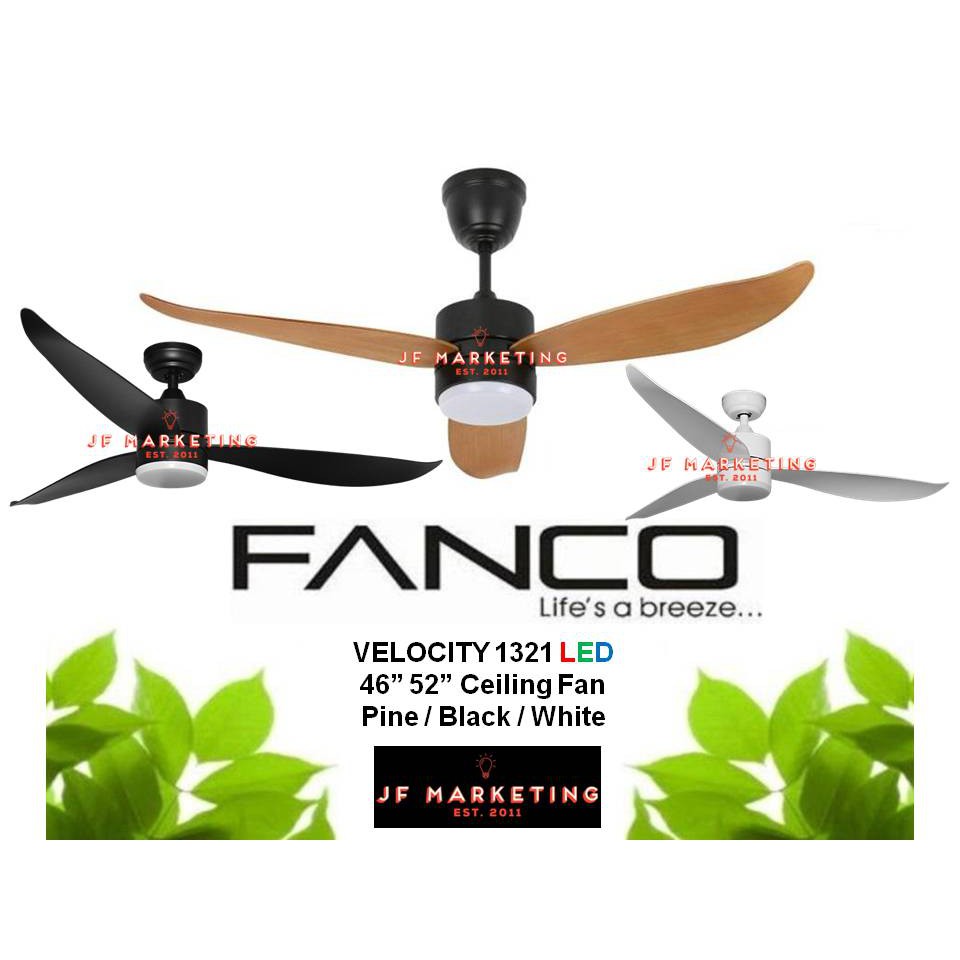FANCO VELOCITY 1321 46" 52" DC MOTOR CEILING FAN WITH LED LIGHT ...