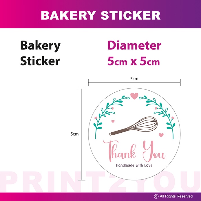 [100PCS] Handmade sticker/Thank you stikcer/Bakery Sticker/With love ...