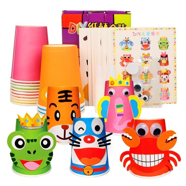 12pcs Children 3d Diy Handmade Paper Cups Sticker Material Kit Whole ...