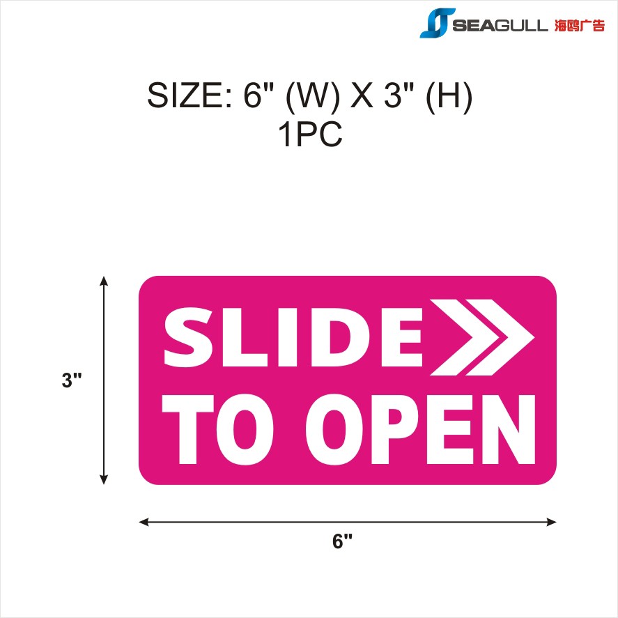 Slide To Open Door Signage Door Sticker / Sticker Pintu Door Close 门贴纸 ...