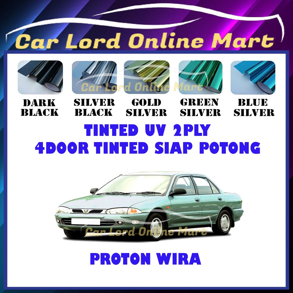Proton Wira 4 Door Tinted UV 2Ply Siap Potong Tinted Kereta Dark Black ...