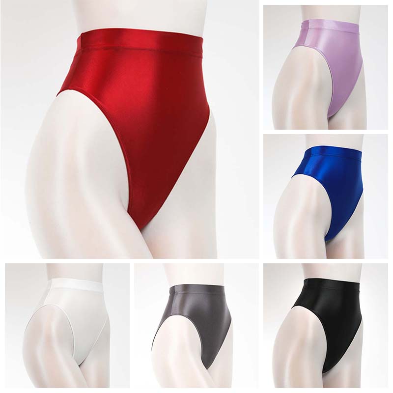 Sexy Women Shiny High Waist G String Sheer See Through Brief Candy