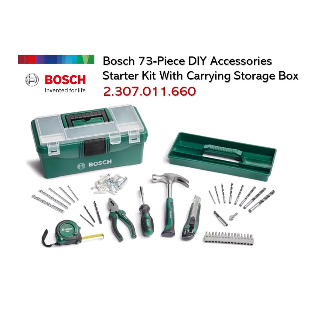 Bosch 73-Piece DIY Accessories Starter Kit With Carrying Storage Box ...