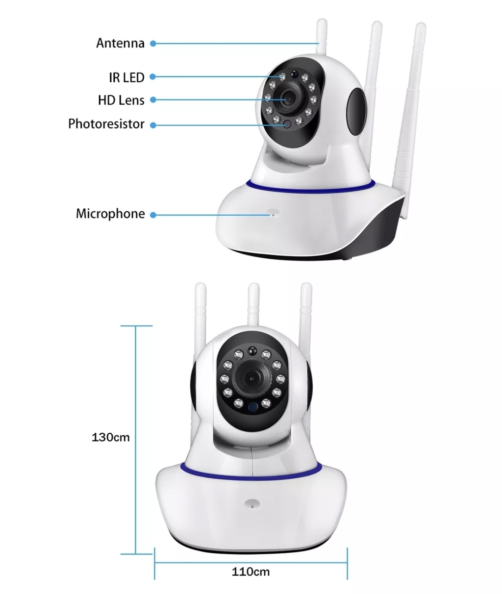 Carecam Pro 3MP 1296p 3 Antenna Indoor 360 Rotatable PTZ Wireless Wifi ... Carecam Pro 3MP 1296p 3 Antenna Indoor 360 Rotatable PTZ Wireless Wifi ...