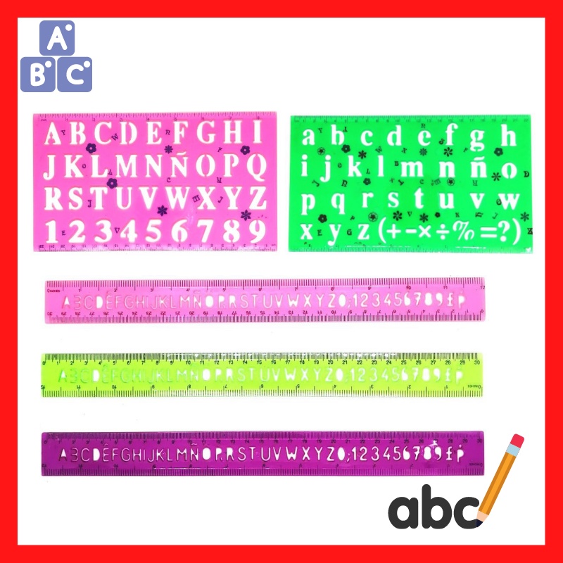 (Ready Stock)Ruler Plastic Drawing Alphabet Numbers Lettering Template ...