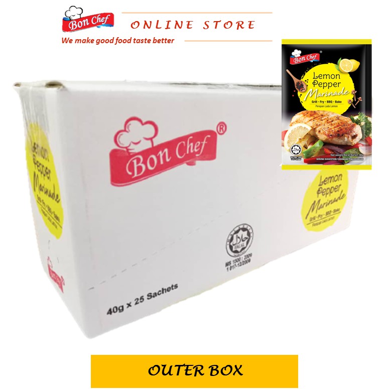 25 PACKS x 40g LEMON PEPPER MARINADE Bon Chef - [ OUTER BOX ] | Shopee ...