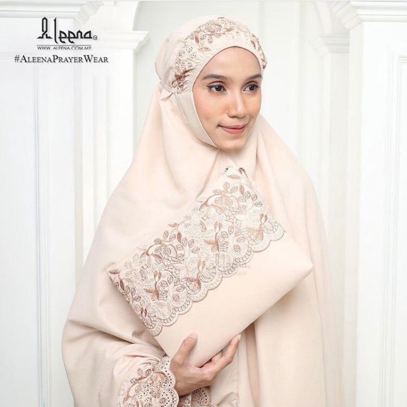 Clearance | Telekung Aleena Original Sulam Cotton Viscose Floraleena ...