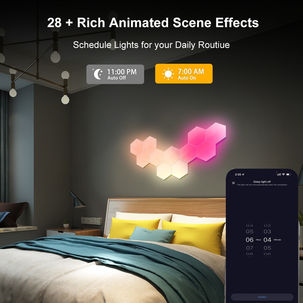 3/6/10 Pack Smart Hexagon Wall Light Indoor Cellular Decorative Light ...