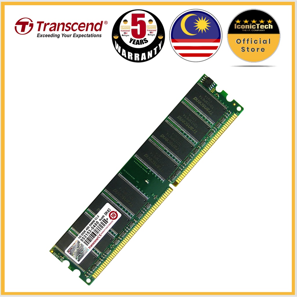 Transcend 1GB DDR1 400mhz PC3200 PC Ram Memory (Ori Samsung Chips ...
