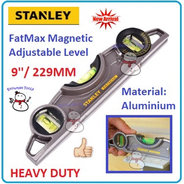 STANLEY FATMAX MAGNETIC ADJUSTABLE LEVEL 9'' 229MM ALUMINIUM WATER ...