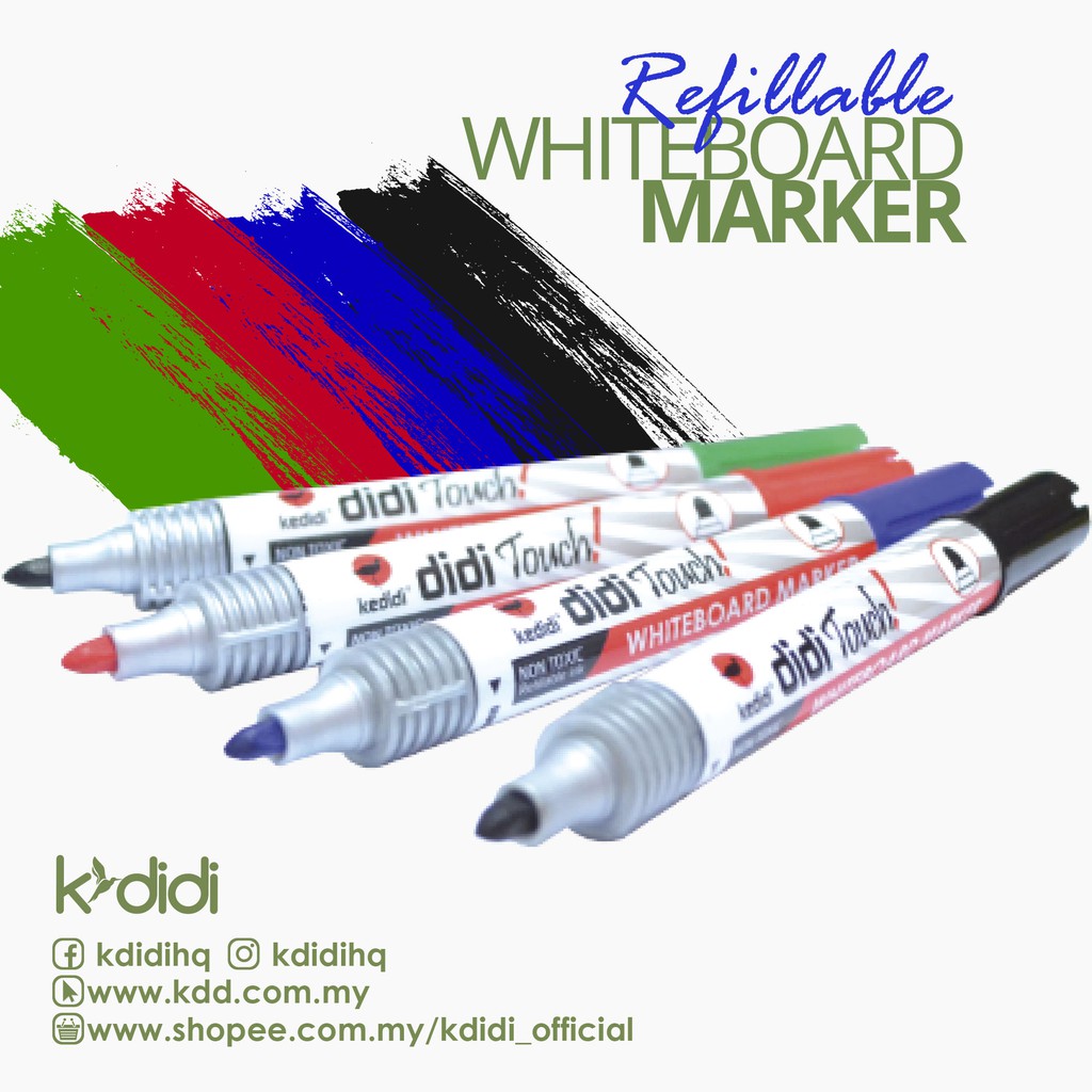 KDIDI Refillable Whiteboard Marker Pen Black/Blue/Red/Green | Shopee ...