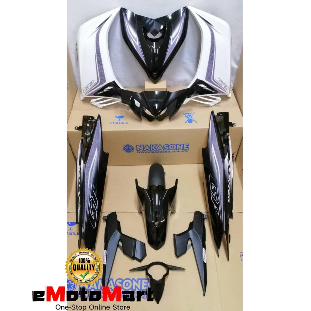 (READY STOCK) YAMAHA LC V4 COVER SET EXCITER GP BLACK NEW #STICKER ...