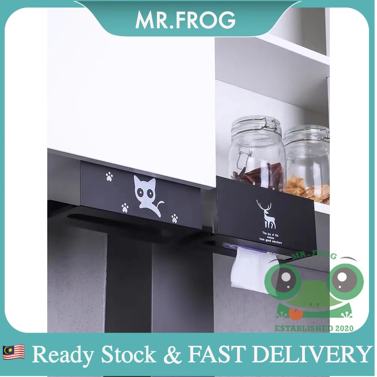 🇲🇾🐸Cabinet Hanging Tissue Rack Box Kitchen Punching-Free Wall-Mounted ...