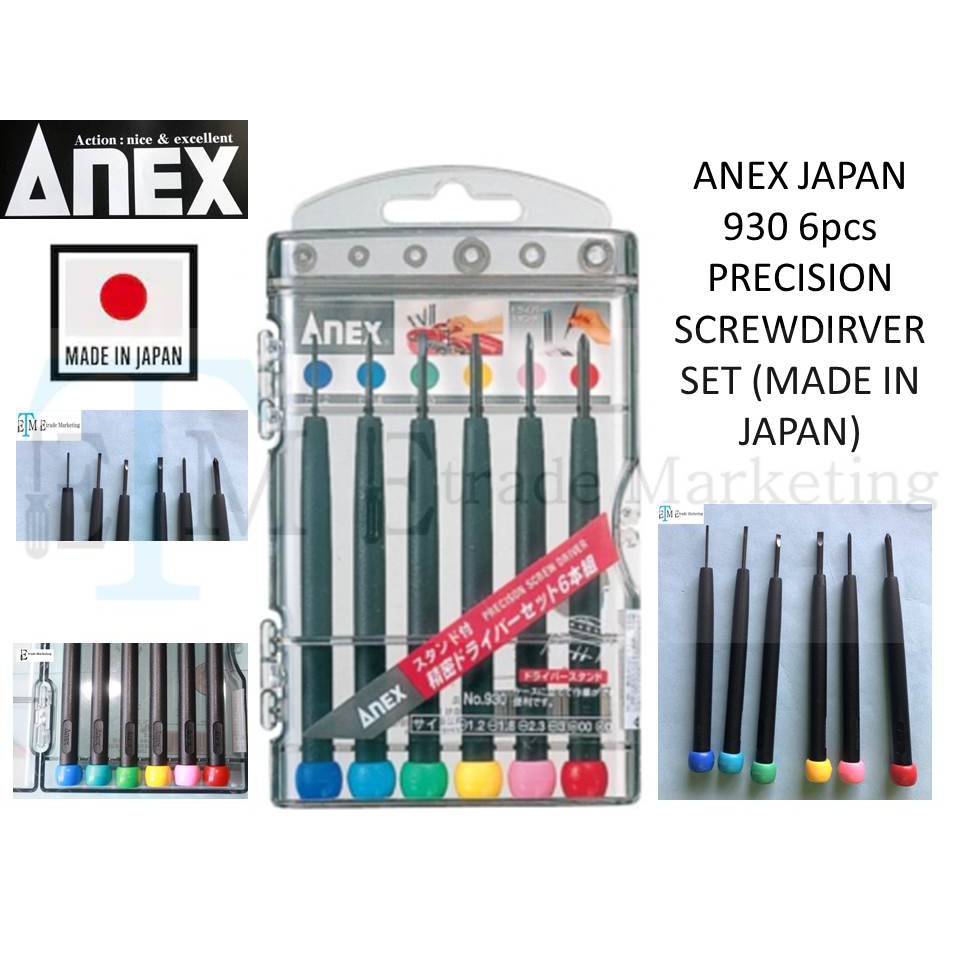 ANEX JAPAN 930 6pcs PRECISION SCREWDRIVER SET (MADE IN JAPAN) | Shopee ...