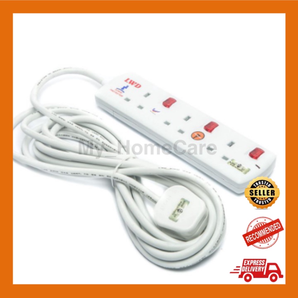 【sirim】lwd 13a Trailing Extension Electric Power Portable Socket 3 Gang Extension Plug 插座