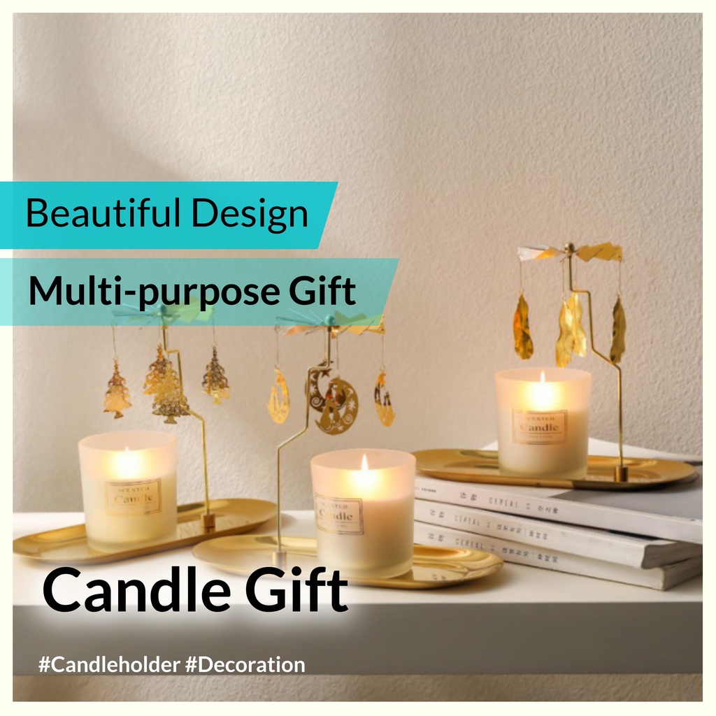 Rotating Candlestick Retro Scented Candle Holder Tray Revolving ...