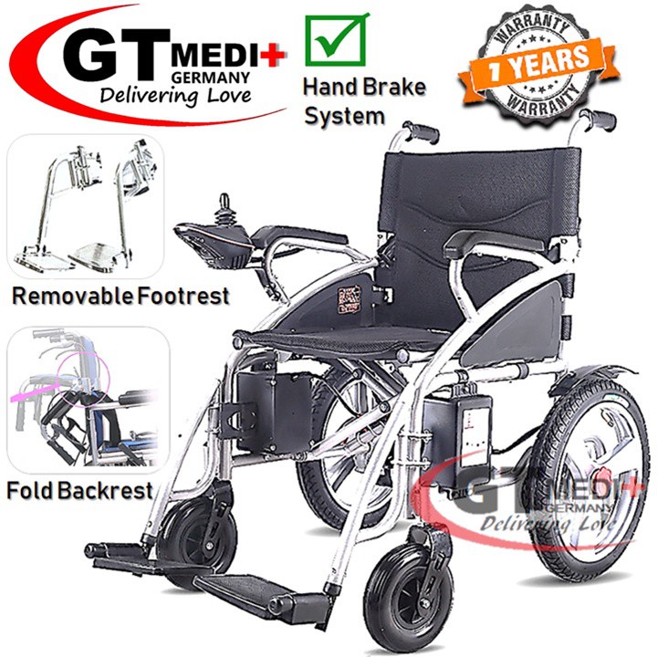 E11-35 GT MEDIT GERMANY Lightweight Electric Wheelchair Foldable Travel Transport Motor Wheel ...