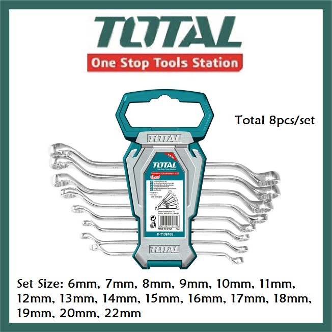 TOTAL THT102486 8pcs Combination Spanner Wrench set / Heavy Duty Offset Ring Spanner Set ...