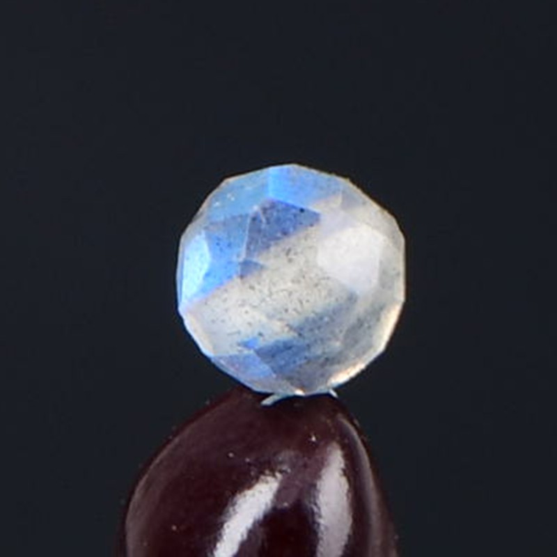 5A Natural Blue Light Moonstone Diamond Cut Quartz Crystal Single Bead ...