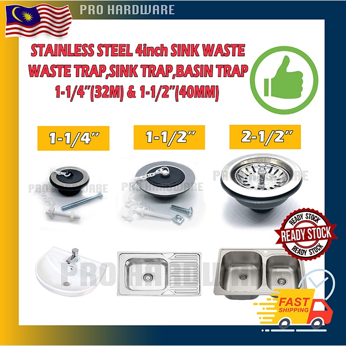 KITCHEN SINK WASTE/BASIN WASTE/STAINLESS STEEL WASTE 4 inch & 1-1/4 ...