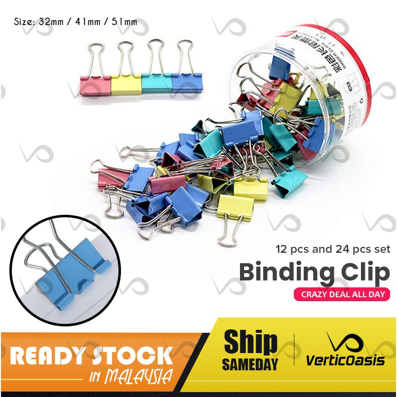 32mm/41mm/51mm 🔥 Vertic Binder Binding Paper Clips Stationary Office ...