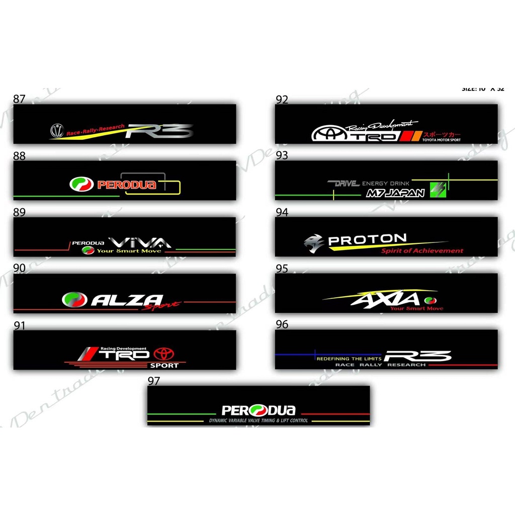 (BLACK) 10 Inch" Front Or Rear 130cm X 24cm Windscreen Windshield ...