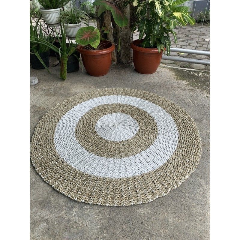 Seagrass WOVEN RUG / Moon woven CARPET / ROUND CARPET / FLOOR MAT ...