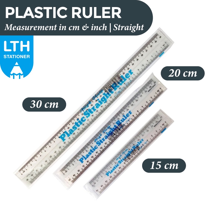 LTH Plastic Straight Ruler 15cm // 20cm // 30 cm Flexible Bendable Student Office PVC Ruler ...